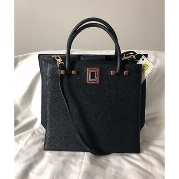 Luana | Bags | Nwt Luana Italy Origami Black Pebbled Leather Tote ...